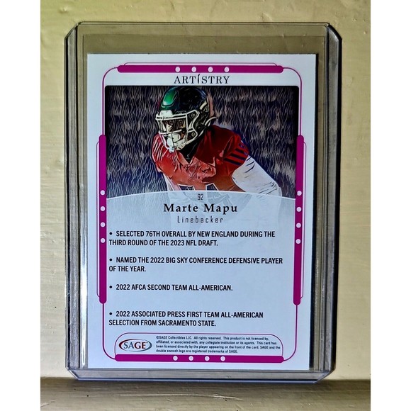 Sage | Other | Marte Mapu 223 Sage Nfl Artistry Football 92 Card | Poshmark